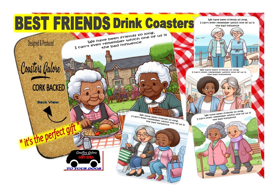 Best Friends Drink Coasters, Friends Forever Drink Coasters, Friends ...