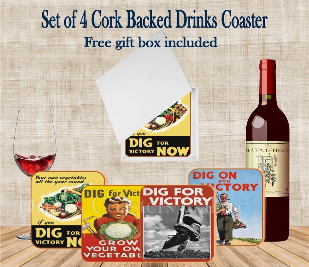 WW2 Dig for Victory Drinks Coaster Single or Set of 4 in a Gift Box - Etsy