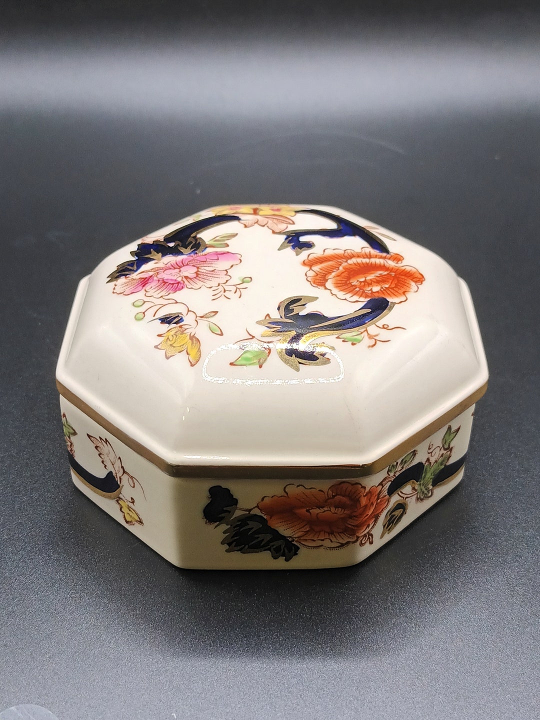 Vintage Beautiful Masons Ironstone Blue Mandalay Hexagonal Lidded ...