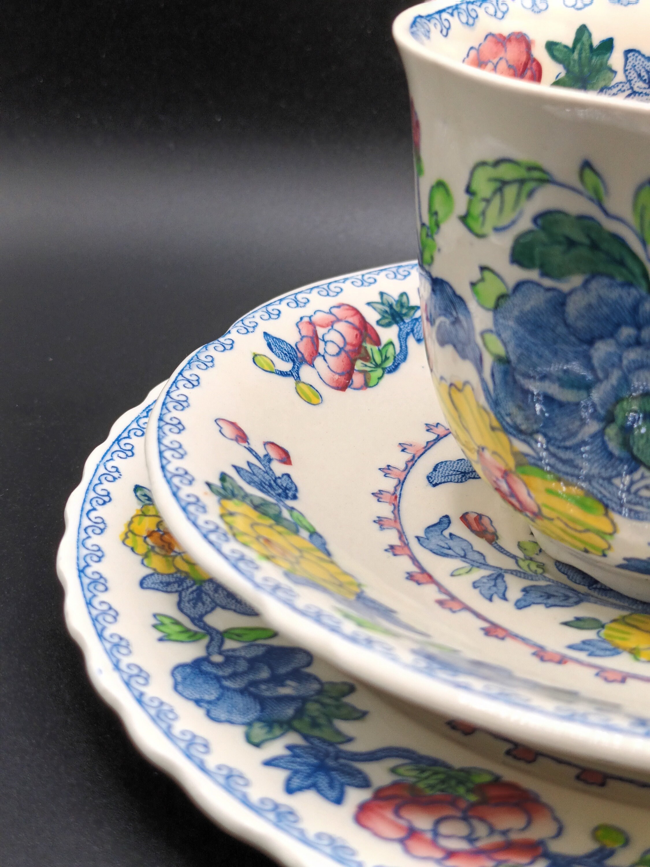 Lovely Vintage Masons "regency" Pattern English Ironstone Trio .cup ...