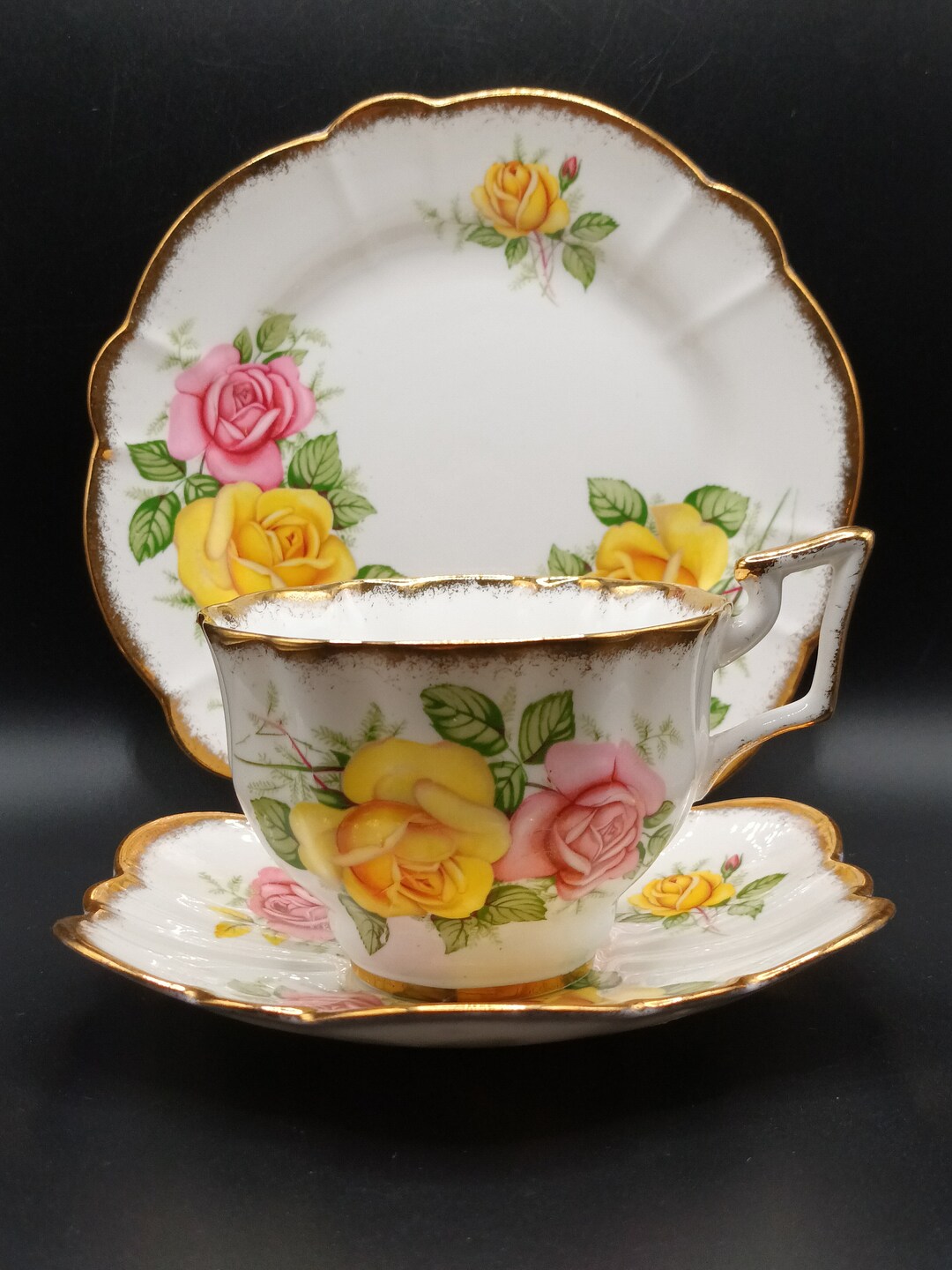 Beautiful Vintage English Bone China Trio Tea Set. Tea Cup, Saucer and ...