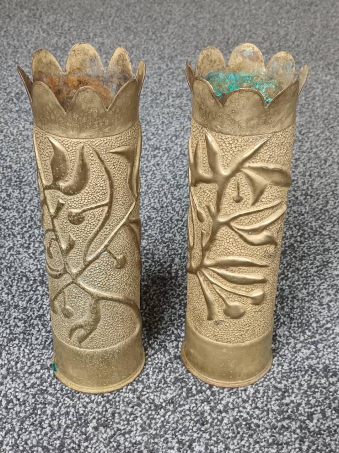 Fabulous WW1 Trenchart .2 Matching Brass Shell Cases With a Superb ...