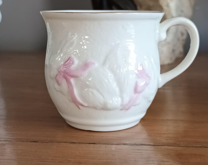 Beautiful Vintage BELLEEK Irish Parian China Ceramic Rabbit With Pink ...