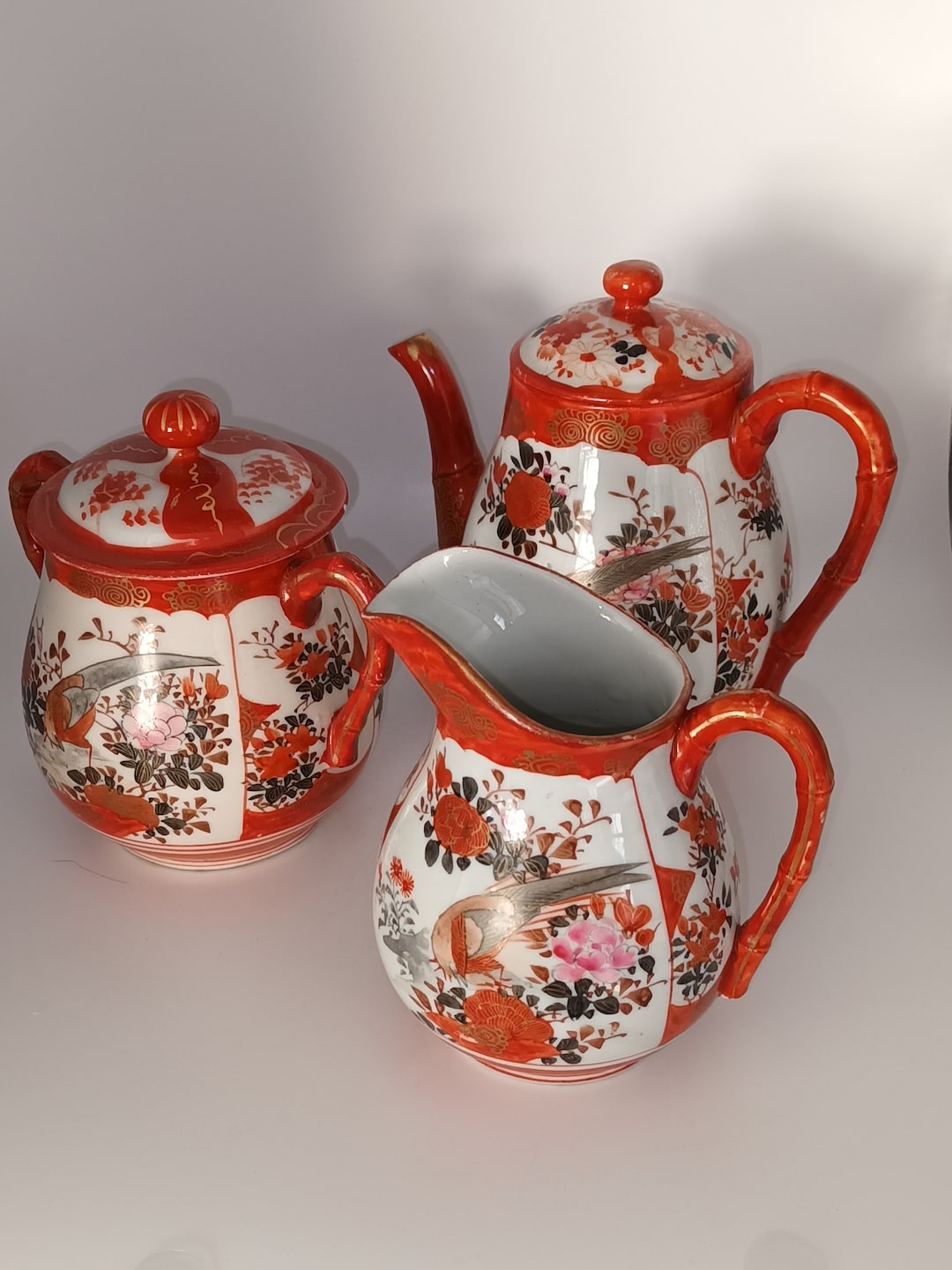 Beautiful Vintage Kutani Japanese Tea Set . Teapot , Cream Jug and ...