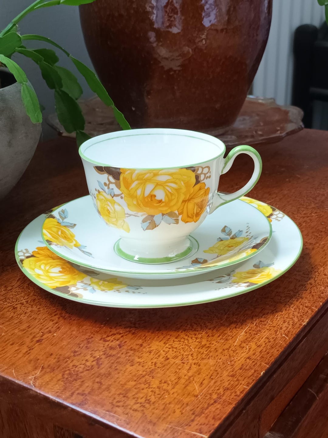 Beautiful Rare Vintage Aynsley Yellow Cabbage Rose English Fine China ...