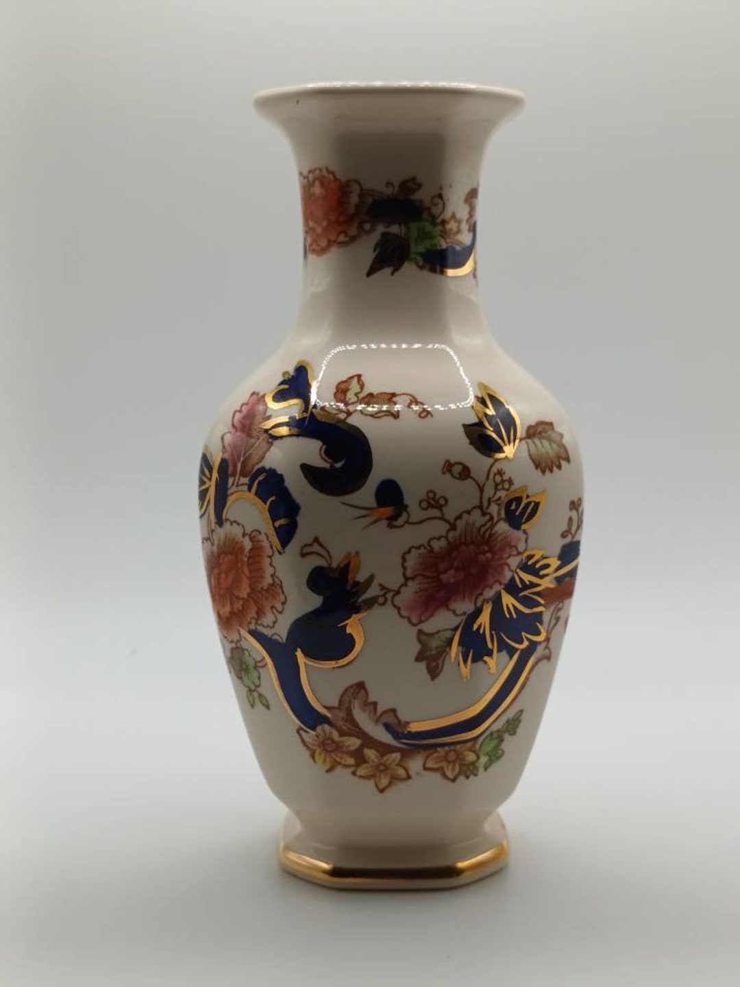 Vintage Beautiful Masons Ironstone Blue Mandalay Hexagonal Vase C1950s ...