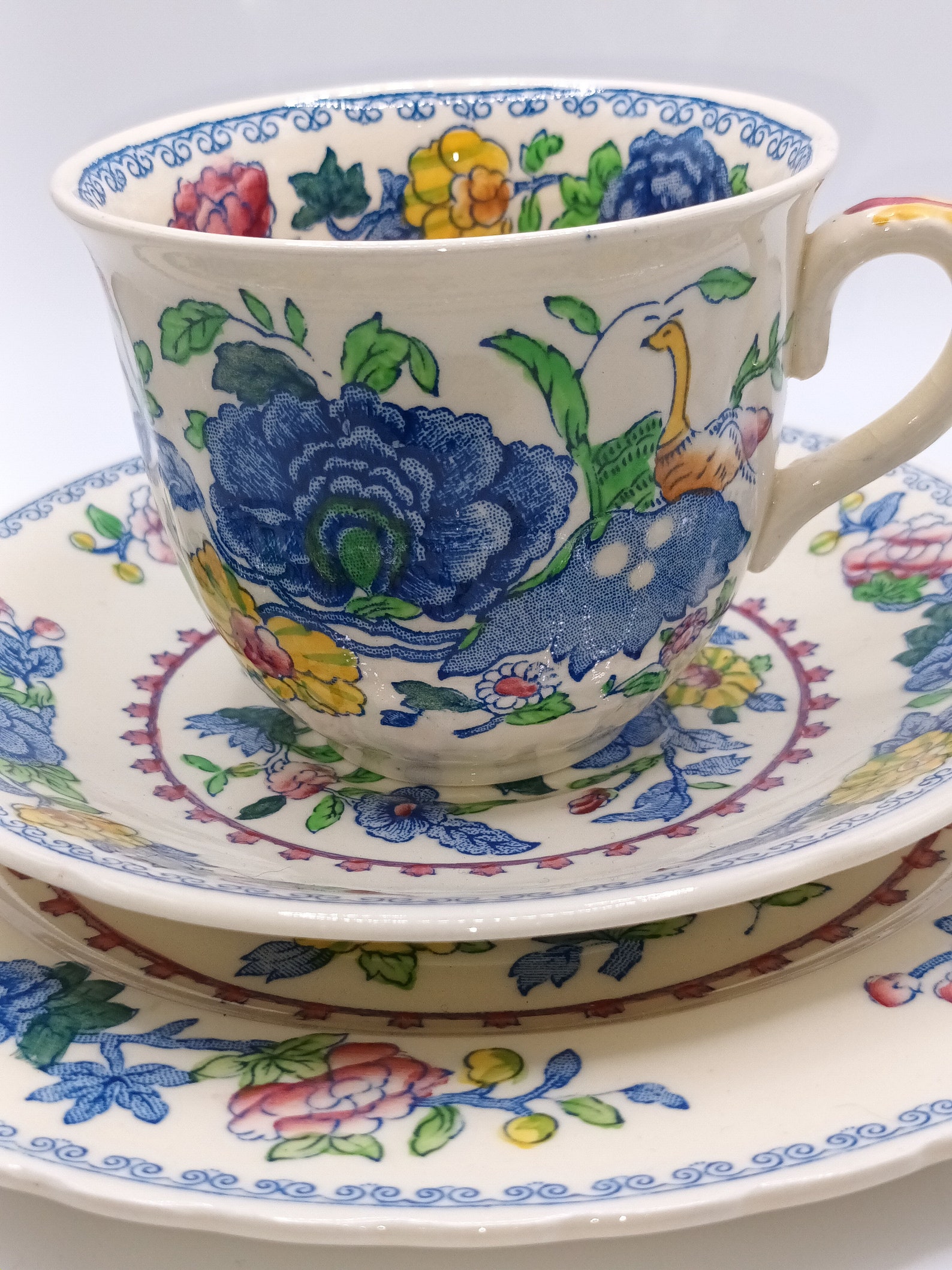 Lovely Vintage Masons "regency" Pattern English Ironstone Trio .cup ...