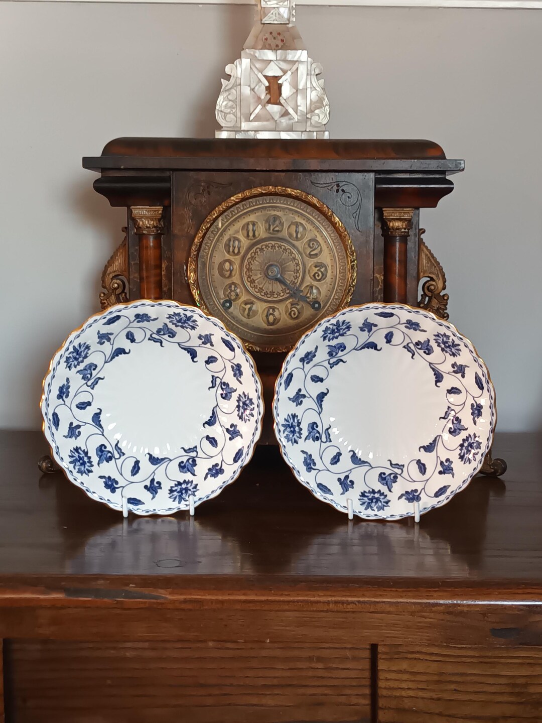 Beautiful Pair of 2 Rare Vintage Spode " Blue Colonel" English Fine ...
