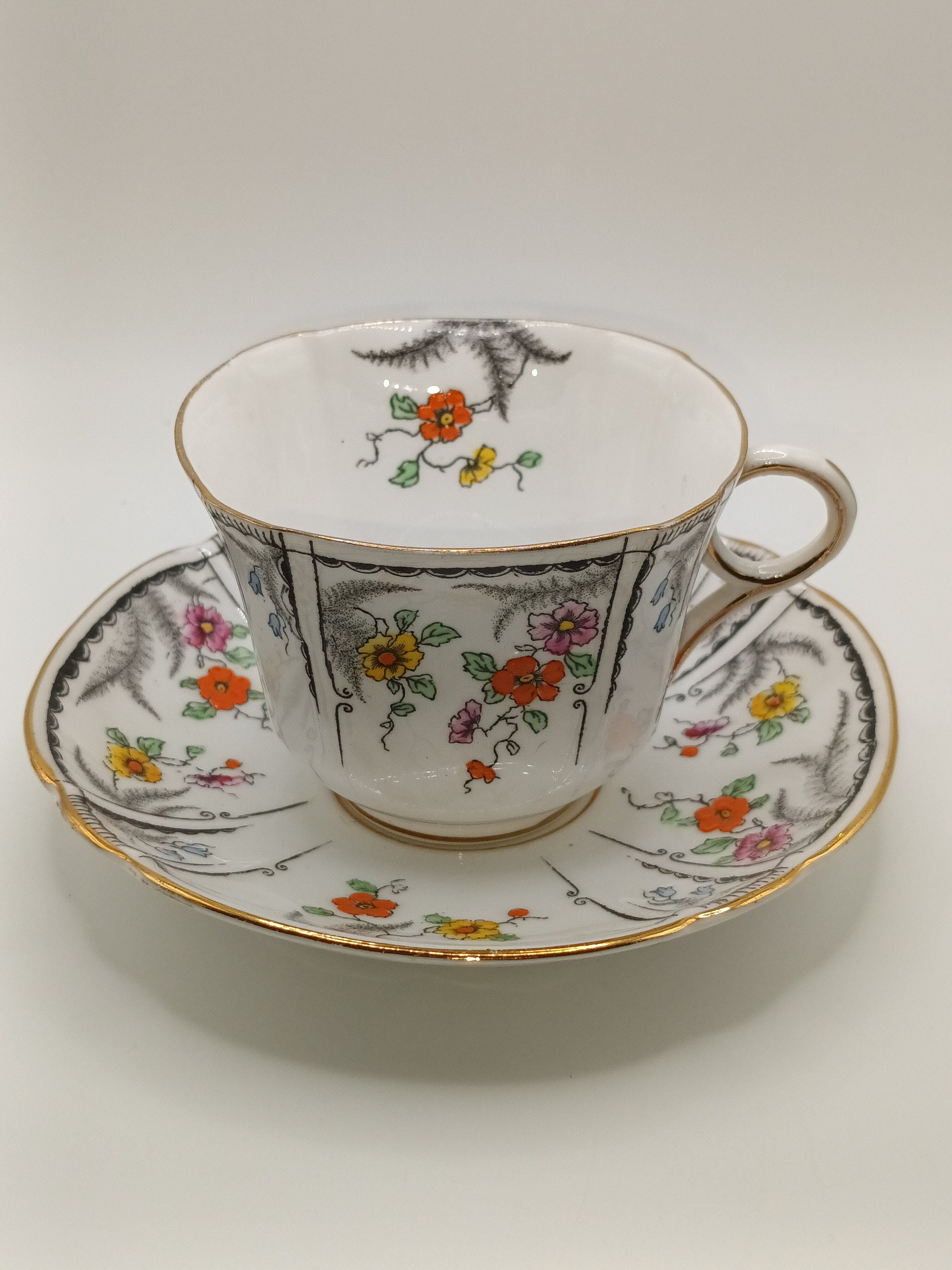 Lovely Vintage Melba Bone China Art Deco Tea Cup and Saucer - Etsy