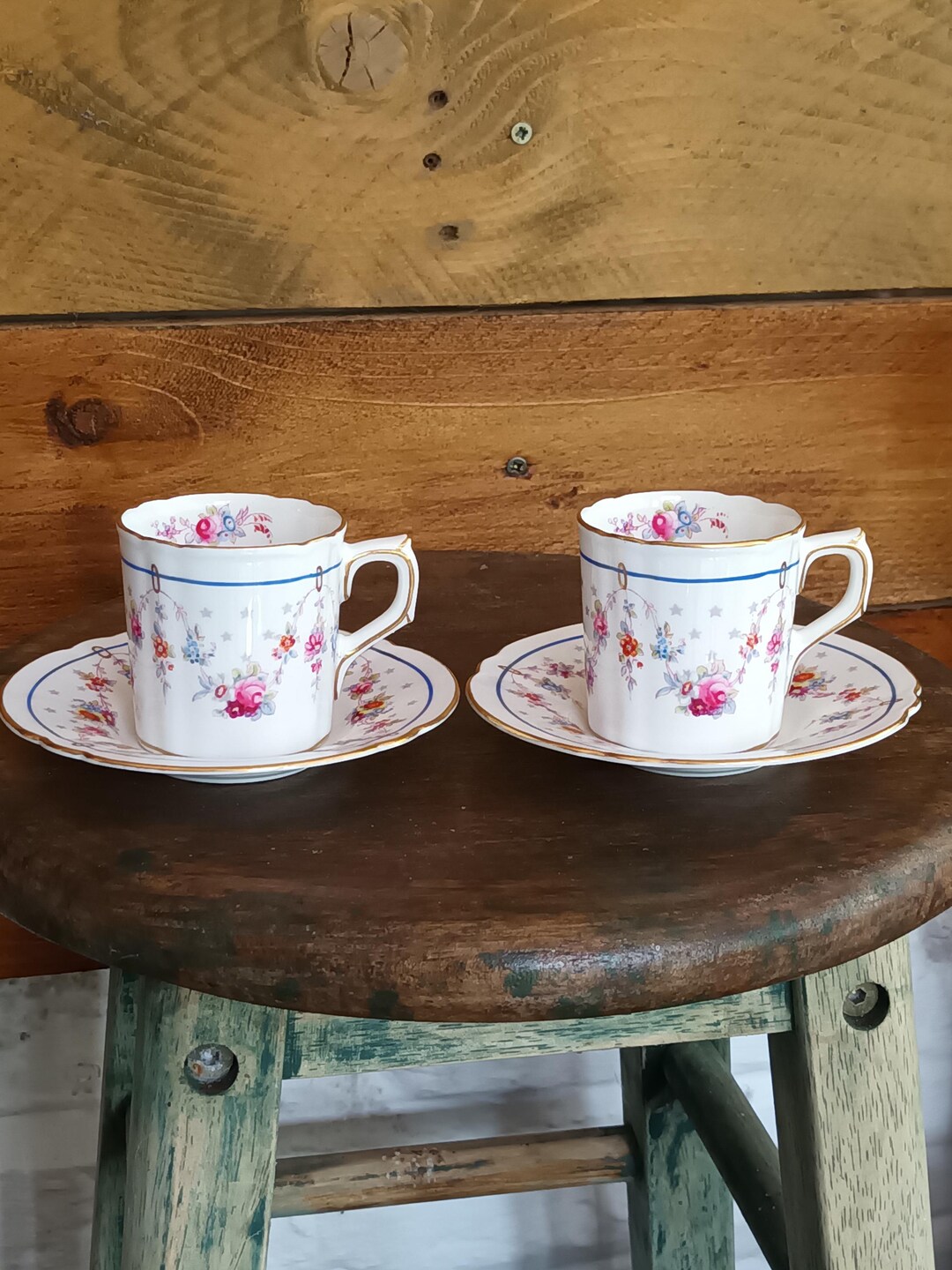 Beautiful Pair of Vintage Riyal Crown Derby Melrose Pattern Demitasse ...
