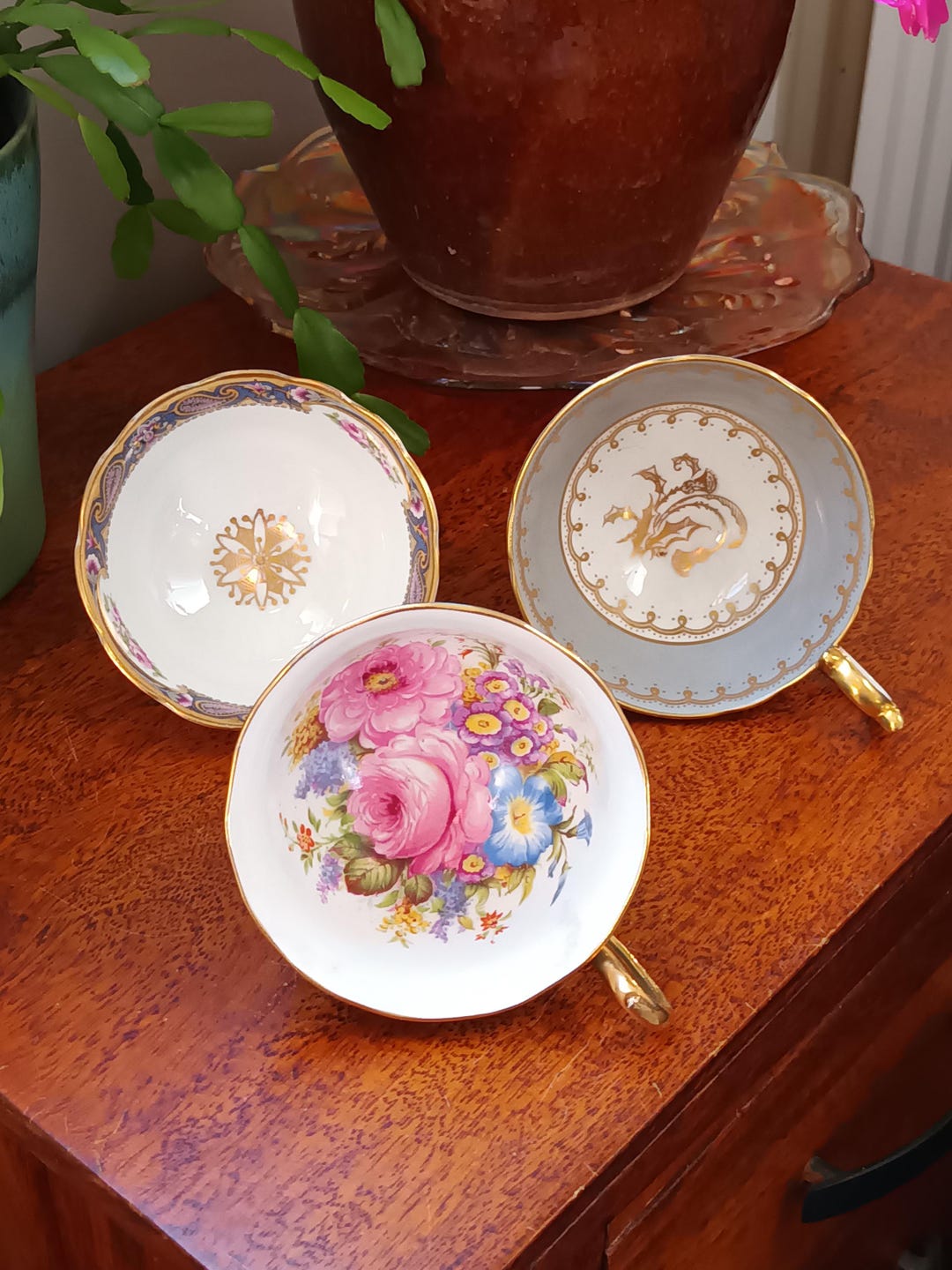 3 Beautiful Rare English Bone China Tea Cups Aynsley, Balmoral ...