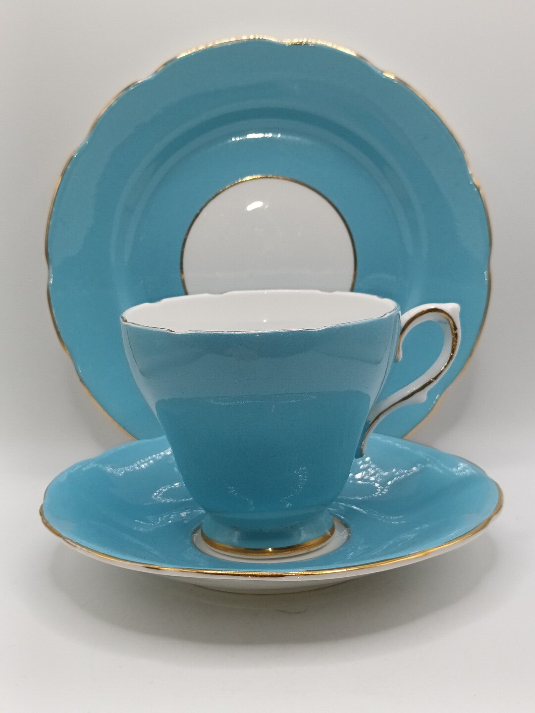 Beautiful Vintage Delphine English Bone China Trio Tea Set . Cup ...