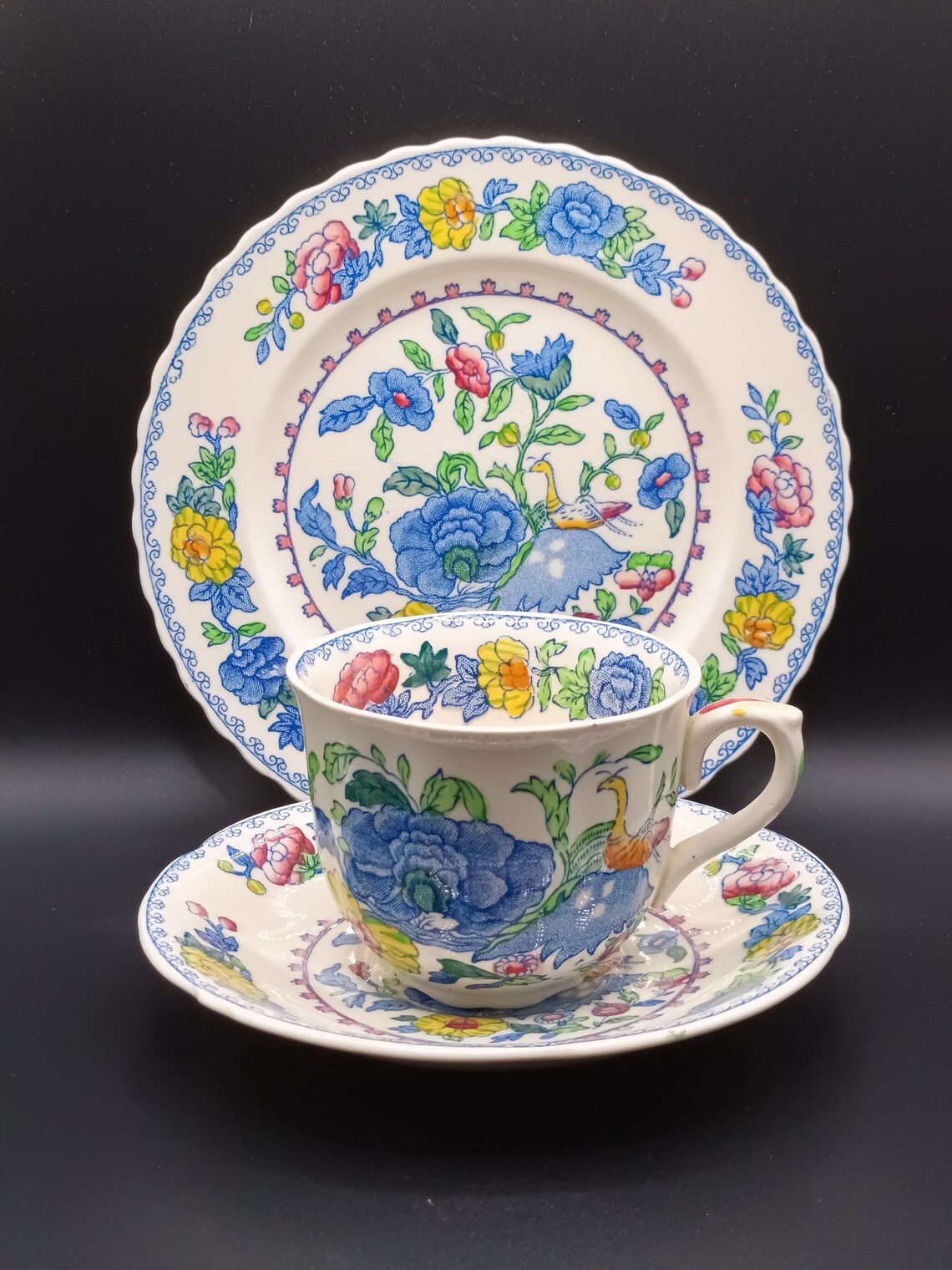 Lovely Vintage Masons "regency" Pattern English Ironstone Trio .cup ...