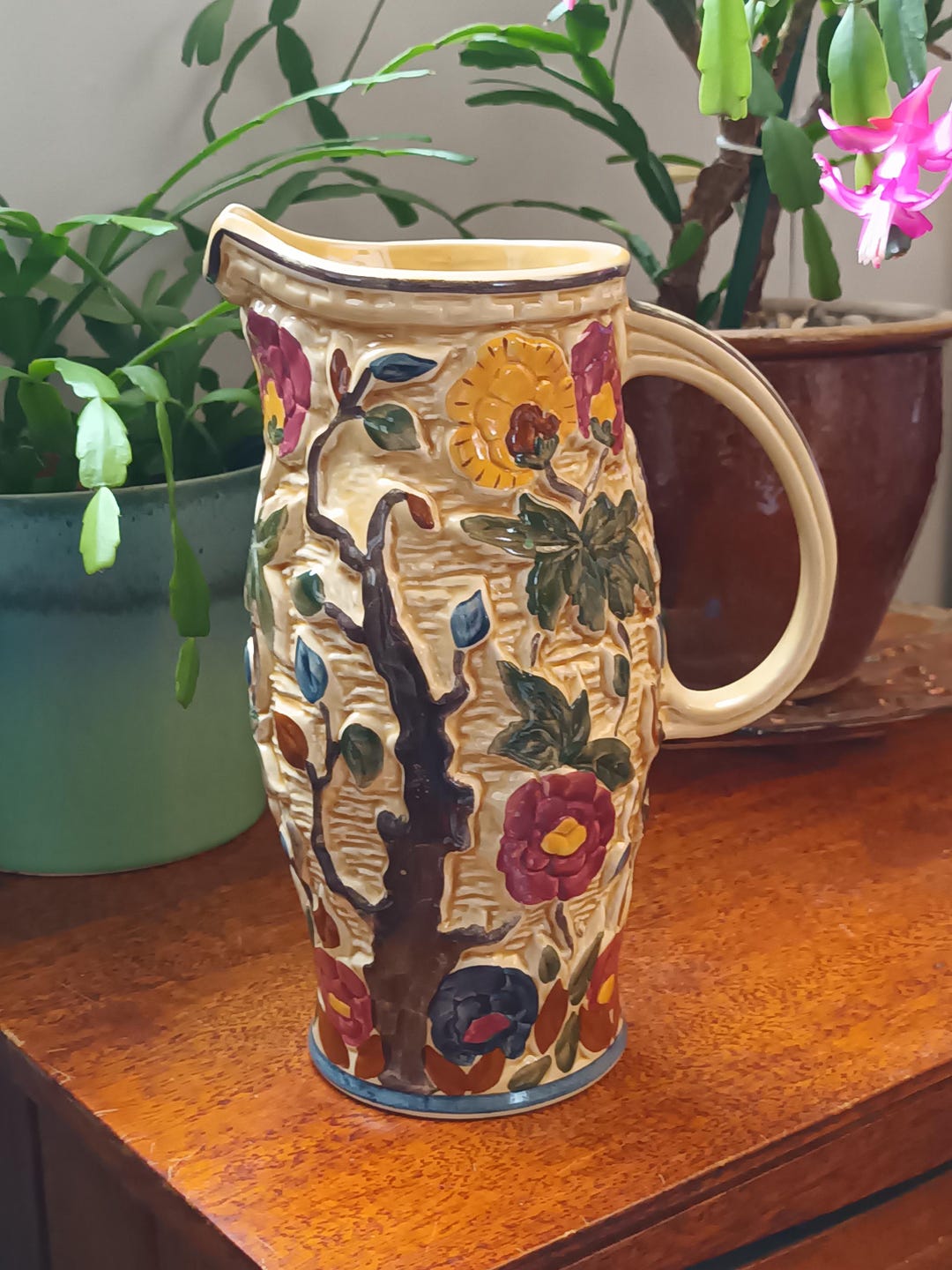 Fabulous Rare Vintage Large Handpainted English Ceramic "indian Tree ...