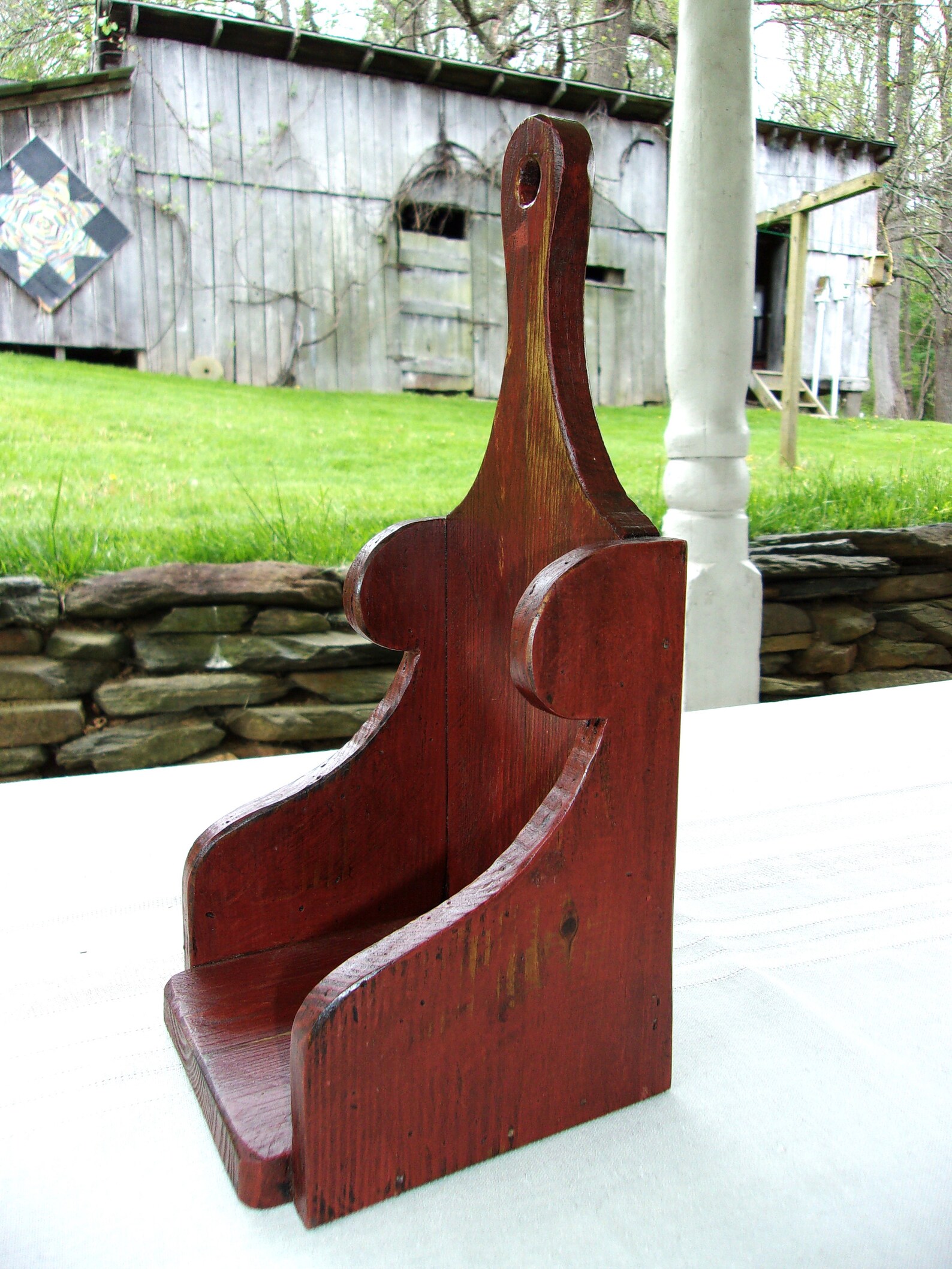 Beautiful Primitive Wall Sconce in Aged Red Finish - Etsy