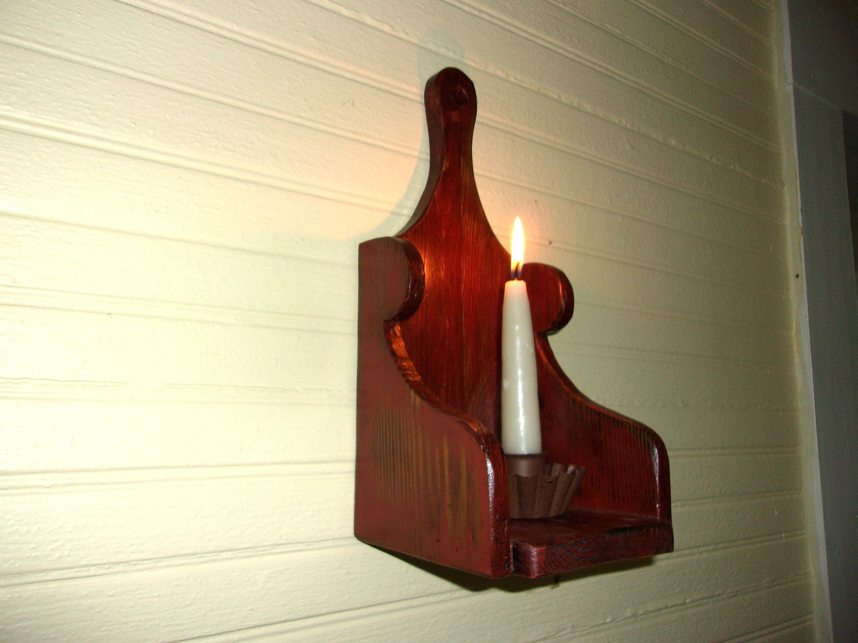 Beautiful Primitive Wall Sconce in Aged Red Finish - Etsy
