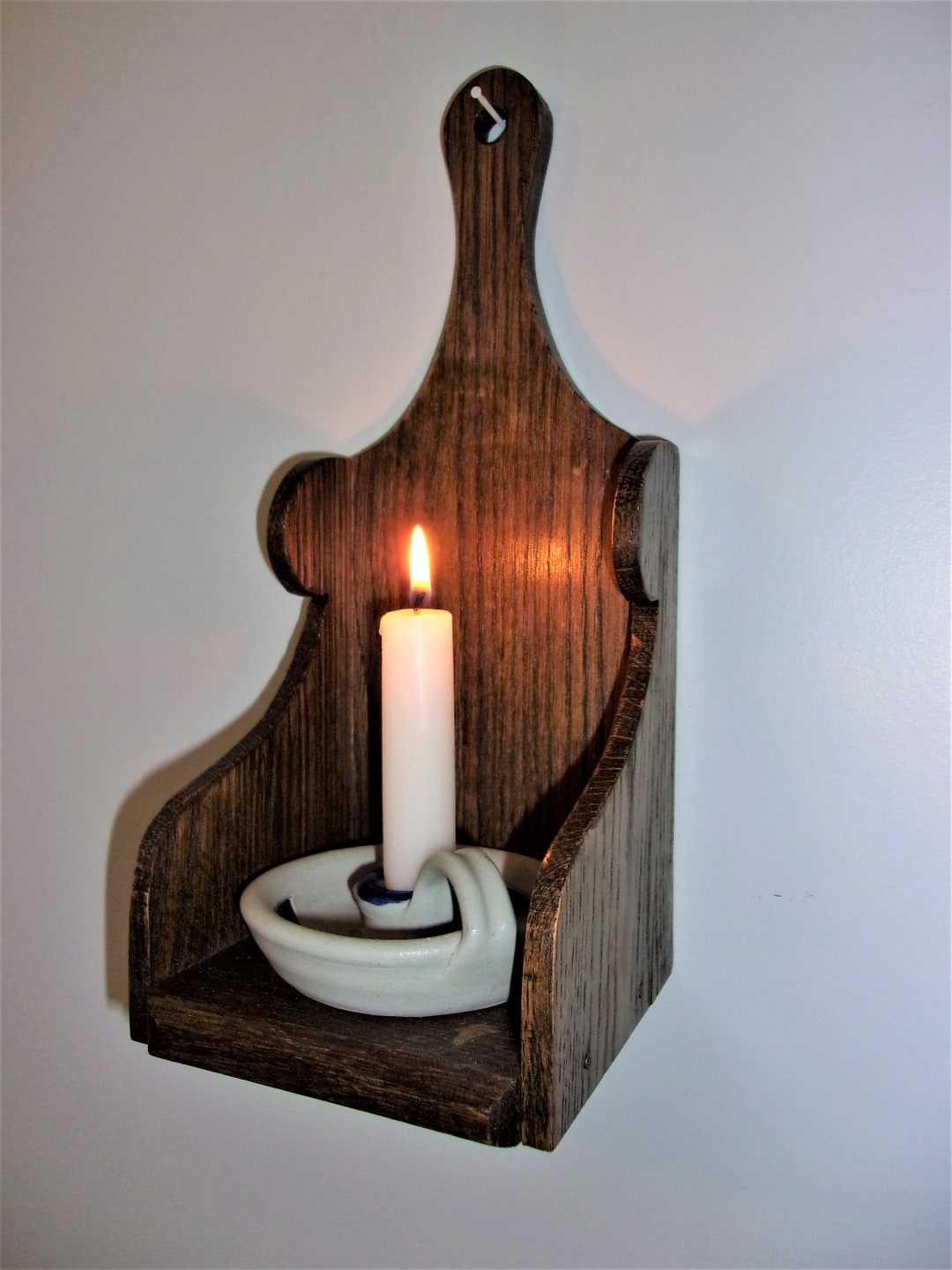 Primitive Solid Oak Wall Sconce - Etsy