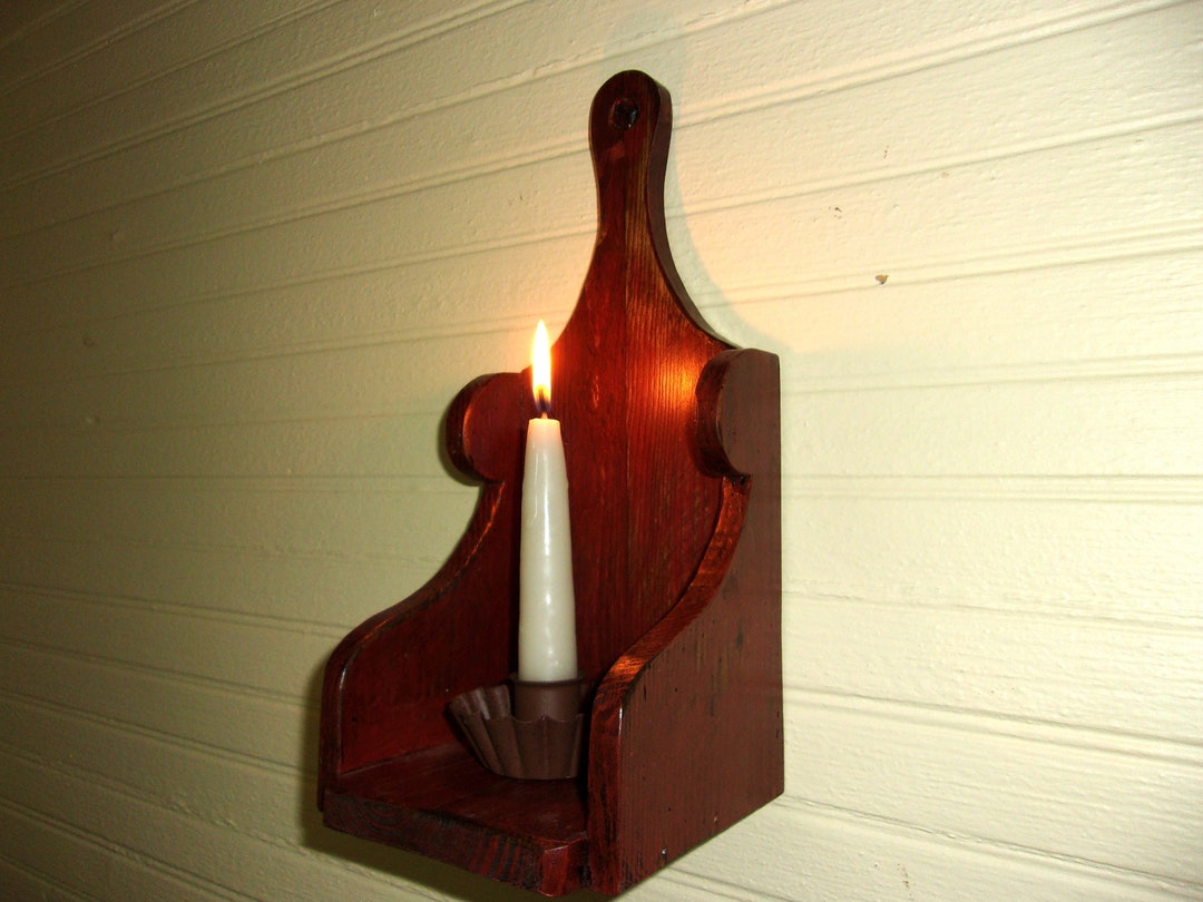 Beautiful Primitive Wall Sconce in Aged Red Finish - Etsy