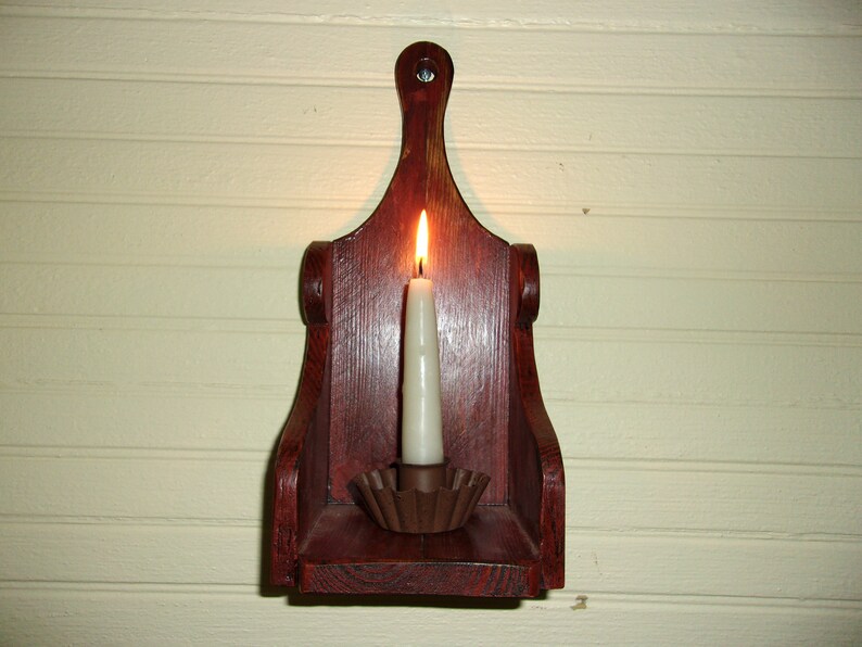 Beautiful Primitive Wall Sconce in Aged Red Finish - Etsy