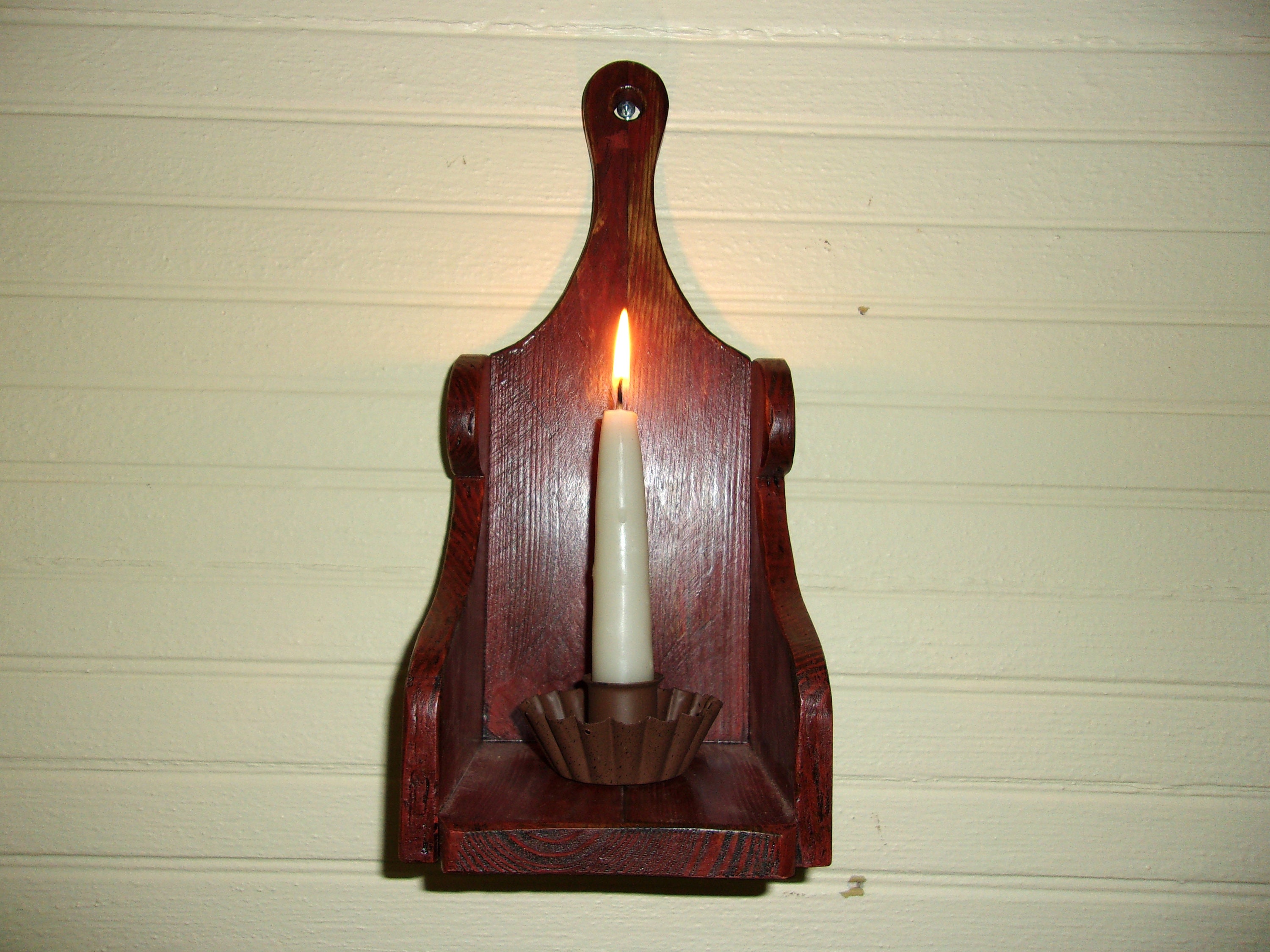 Beautiful Primitive Wall Sconce in Aged Red Finish - Etsy
