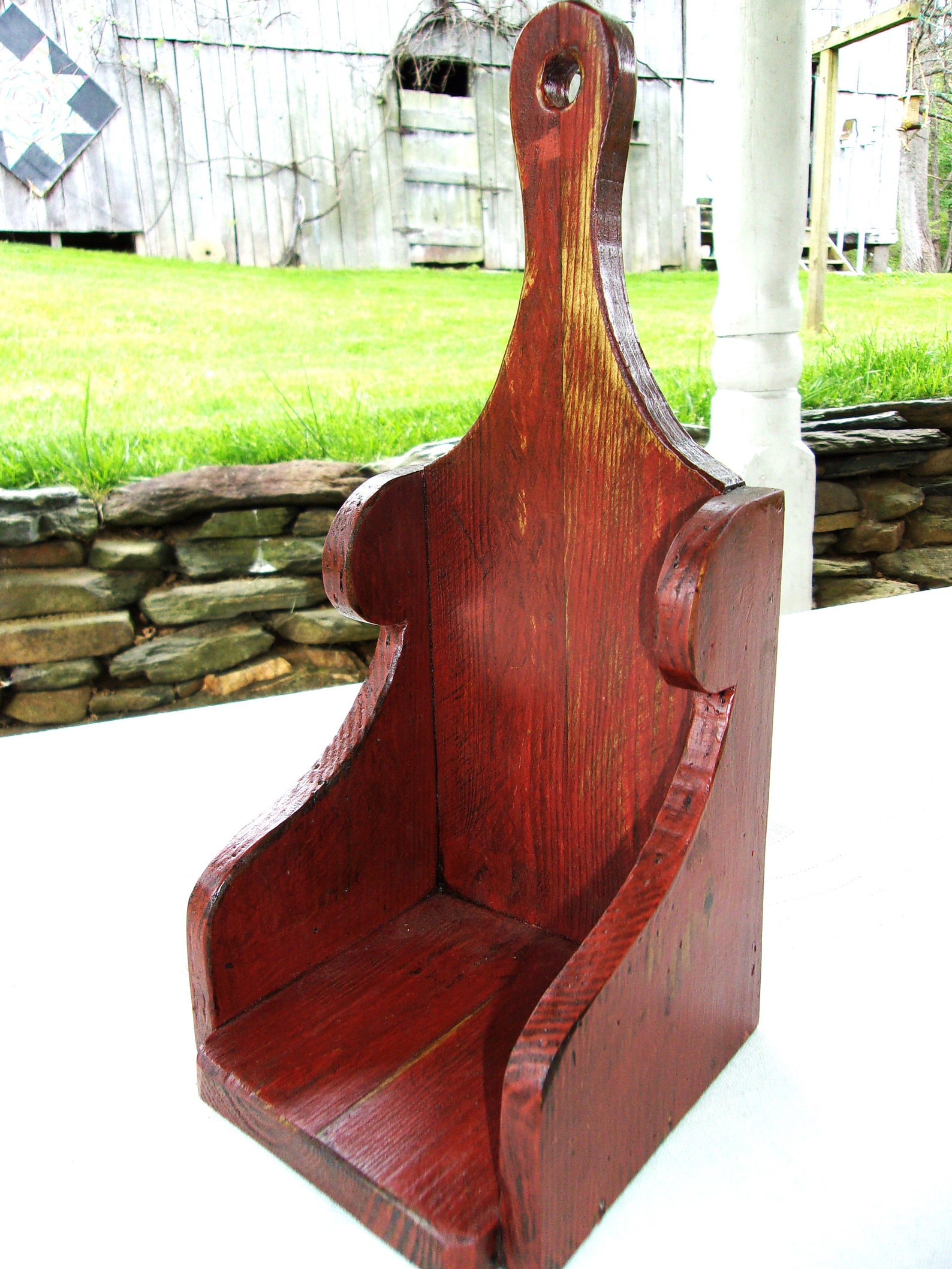 Beautiful Primitive Wall Sconce in Aged Red Finish - Etsy