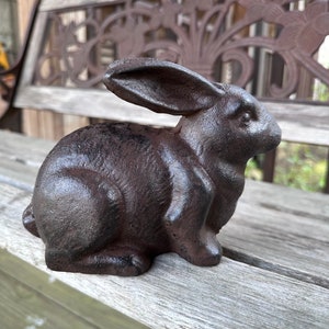 Large Heavy Cast Iron Bunny- Heavy Big Sitting Bunny - Etsy