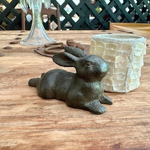 Cast Iron Lying Bunny - Etsy