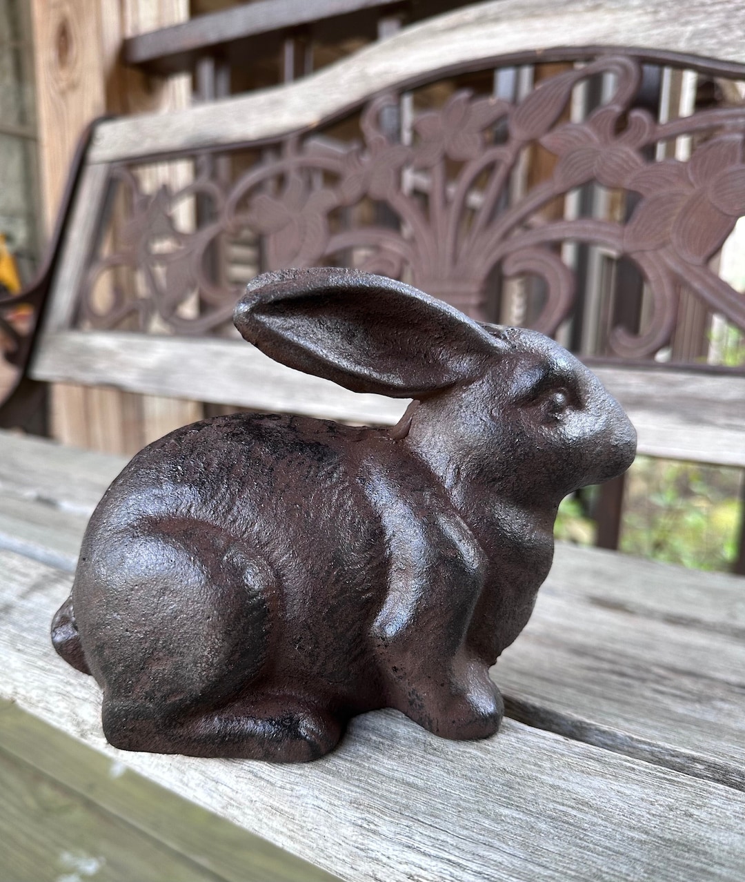 Large Heavy Cast Iron Bunny Heavy Big Sitting Bunny - Etsy