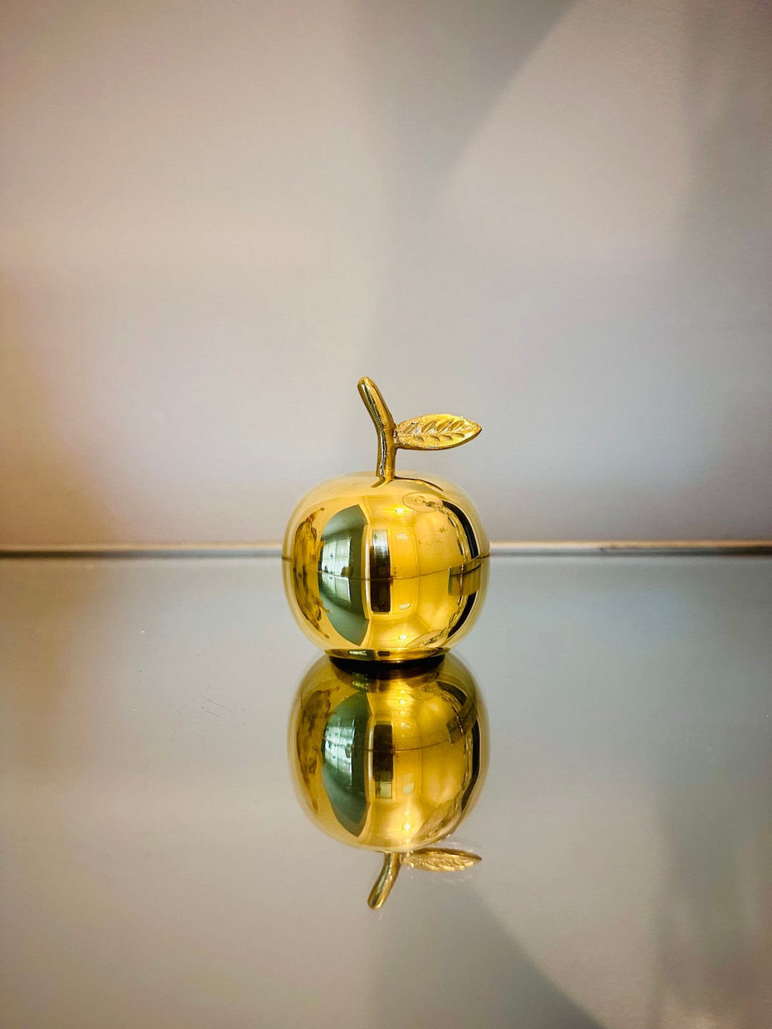 Solid Brass Apple Bell. Vintage Brass Apple Dinner Bell. Brass Figurine ...