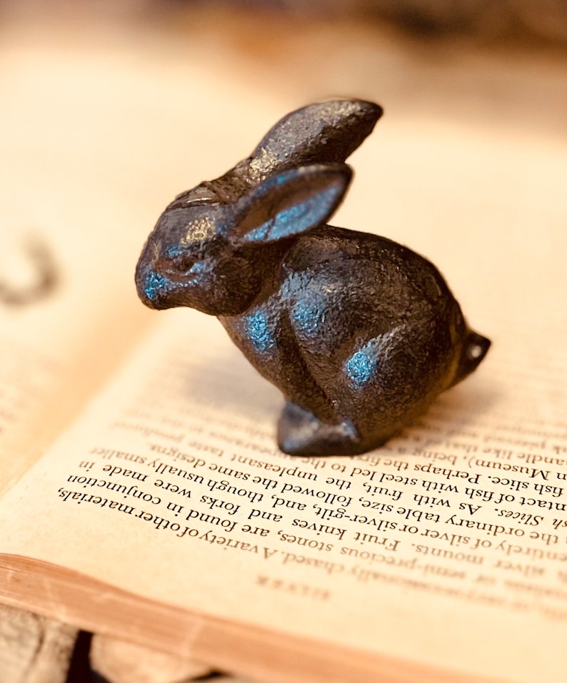 A Pari of 2 Small Cast Iron Bunnies - Etsy