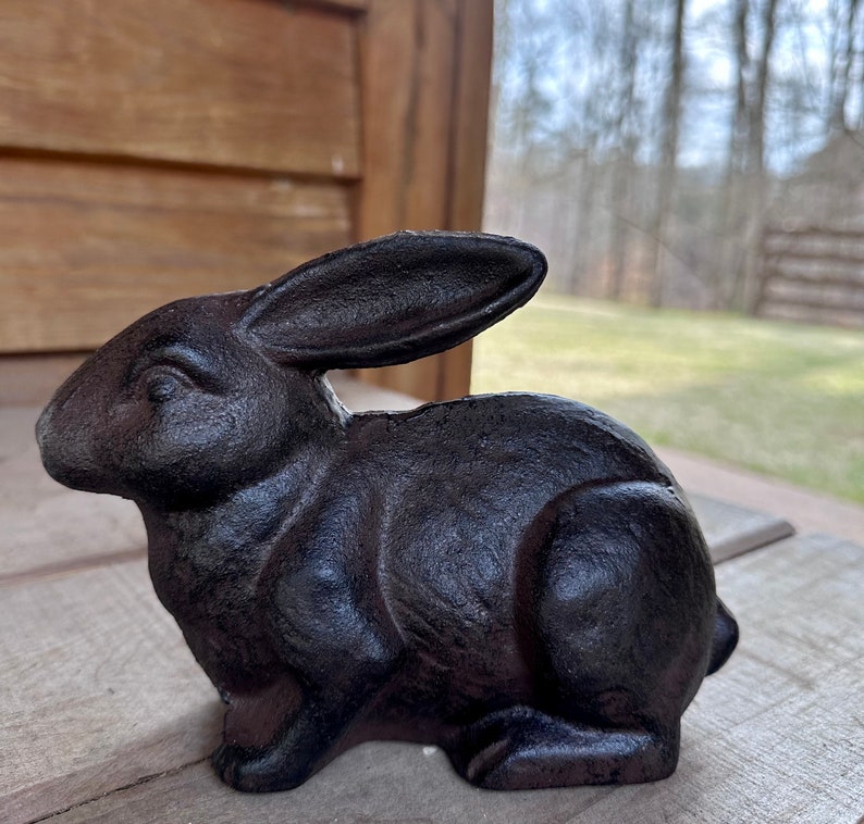 Large Heavy Cast Iron Bunny Heavy Big Sitting Bunny - Etsy