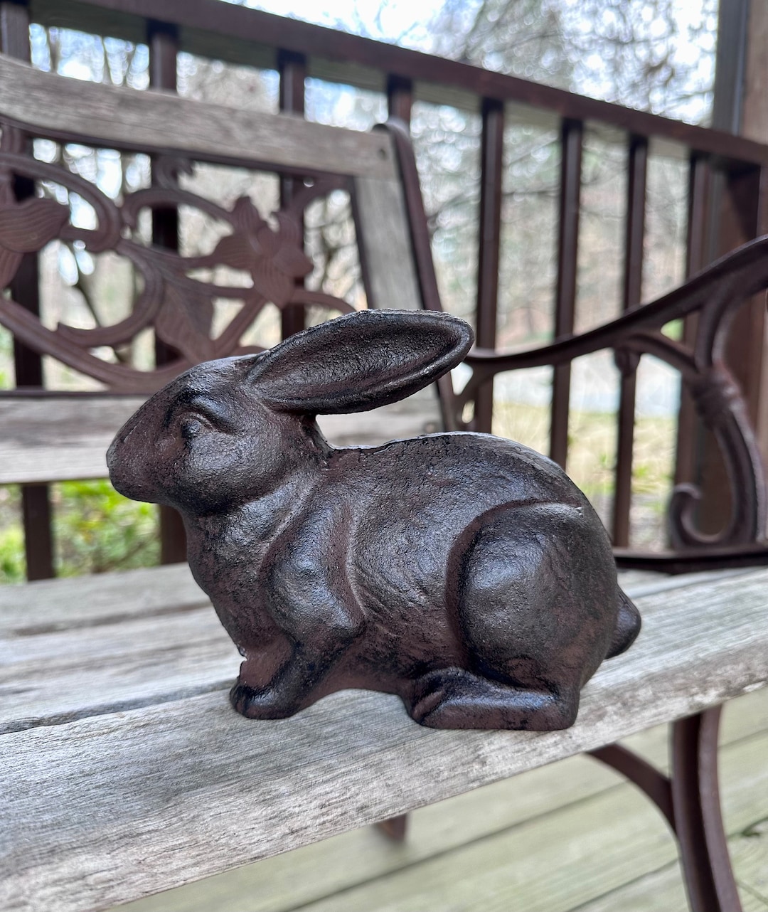 Large Heavy Cast Iron Bunny- Heavy Big Sitting Bunny - Etsy