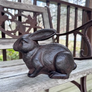 Large Heavy Cast Iron Bunny- Heavy Big Sitting Bunny - Etsy