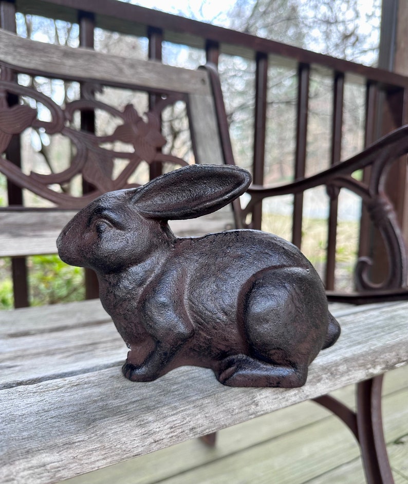 Large Heavy Cast Iron Bunny- Heavy Big Sitting Bunny - Etsy