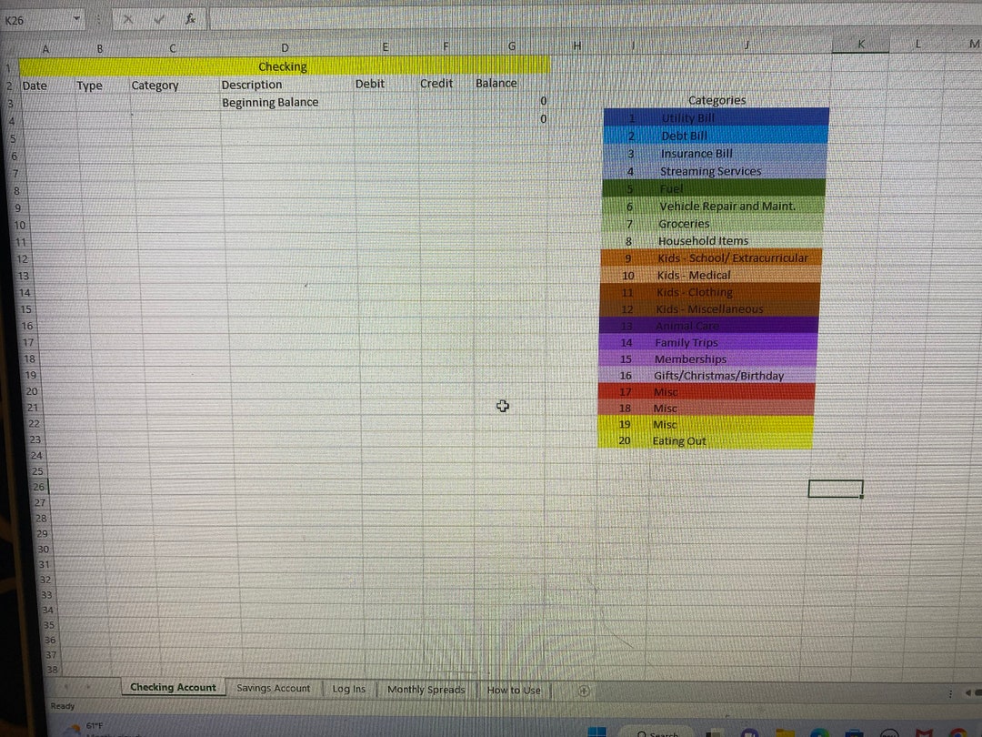 Budget Spreadsheet Template Etsy