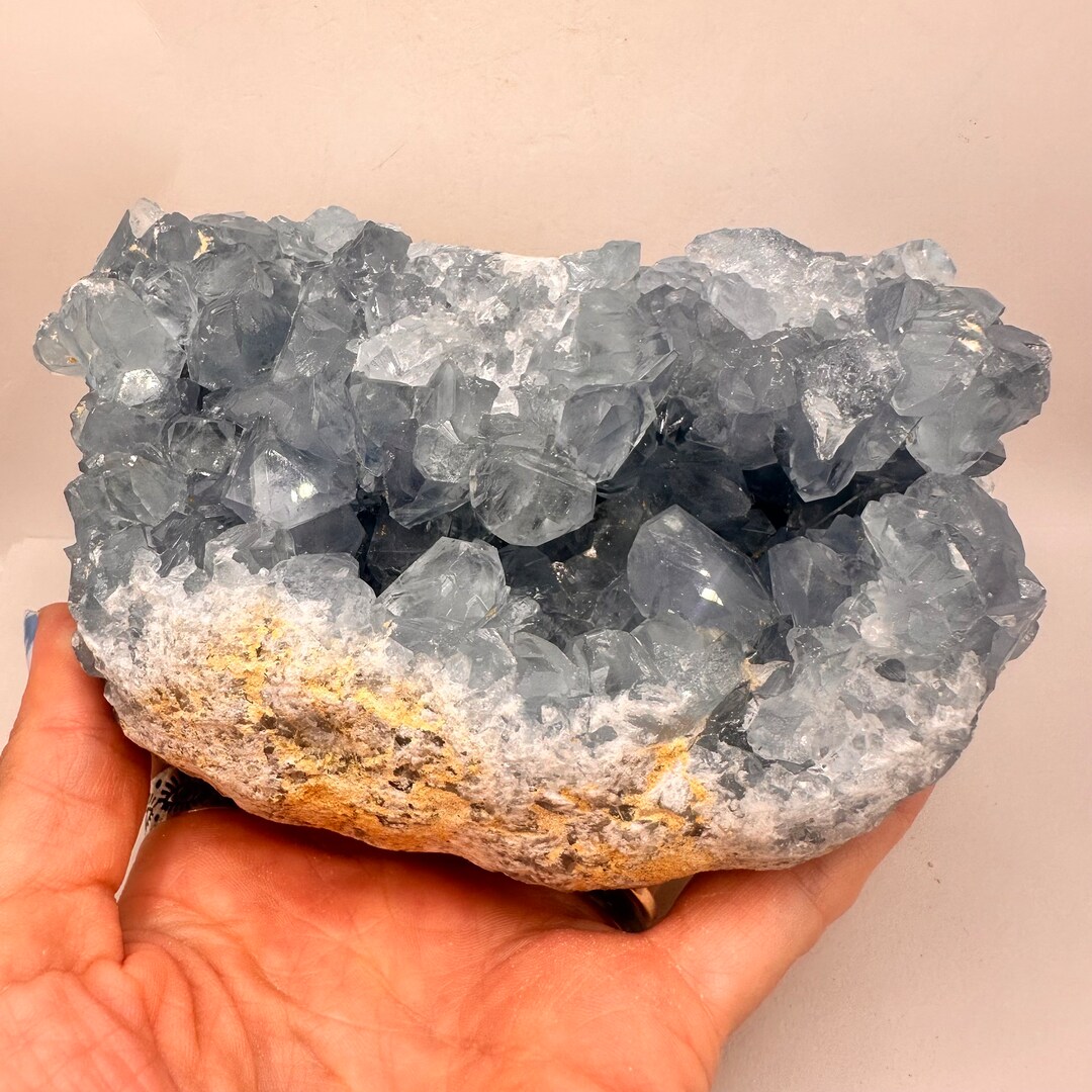 Large Gemmy Celestite Geode: Madagascar Blue Crystal, Sparkly - Etsy