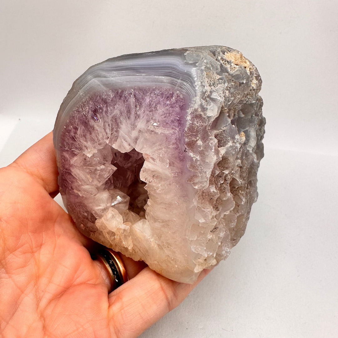 Amethyst Agate Geode With Crystalline Center Great Polished Specimen ...