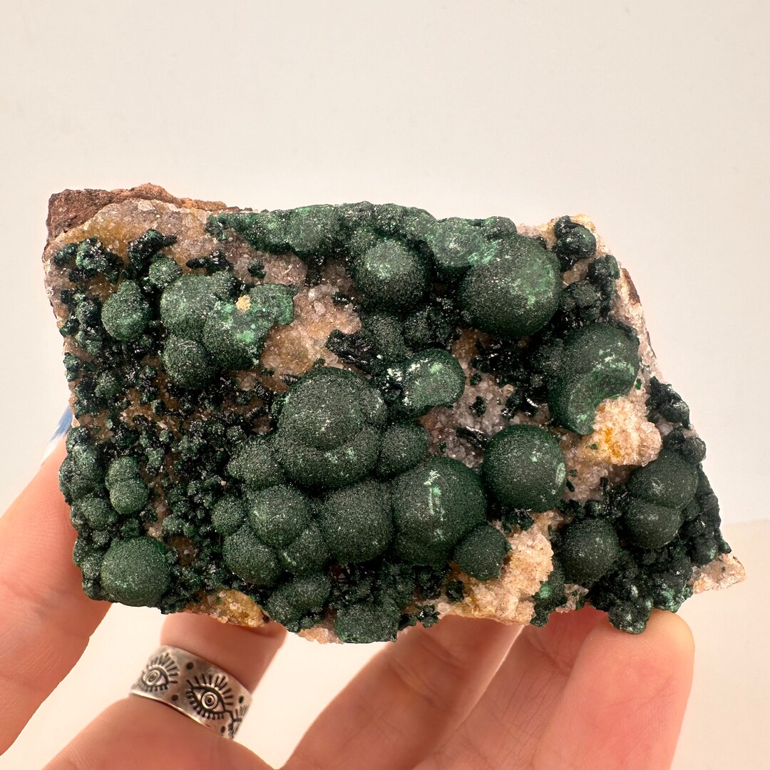 Rare Ball Malachite on Druzy Quartz Stunning Unique Crystal Habit That ...