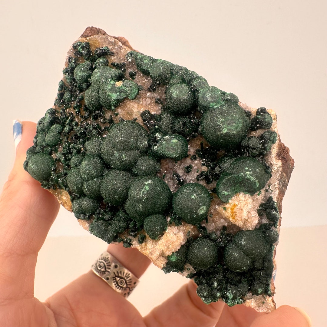 Rare Ball Malachite on Druzy Quartz Stunning Unique Crystal Habit That ...