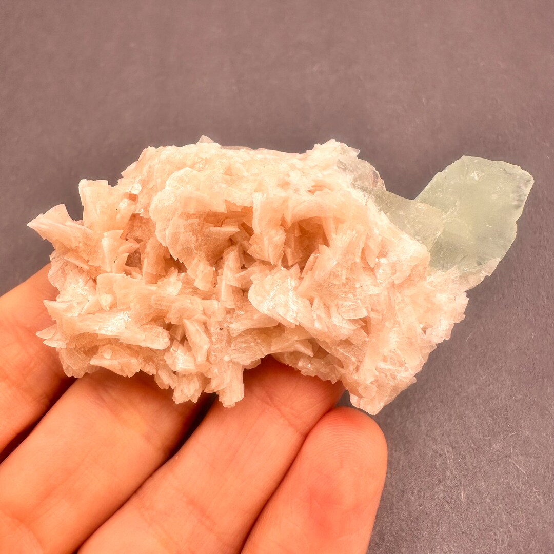 Pearly Pink Dolomite With Green Fluorite From Hunan, China Gorgeous ...