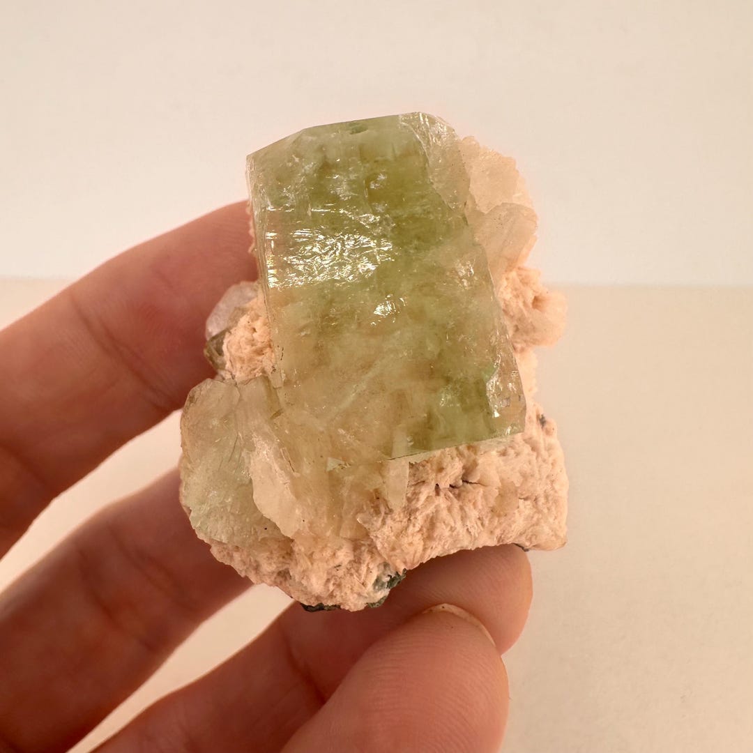 Cubic Green Apophyllite With Pink Heulandite - Great Mineral Specimen ...