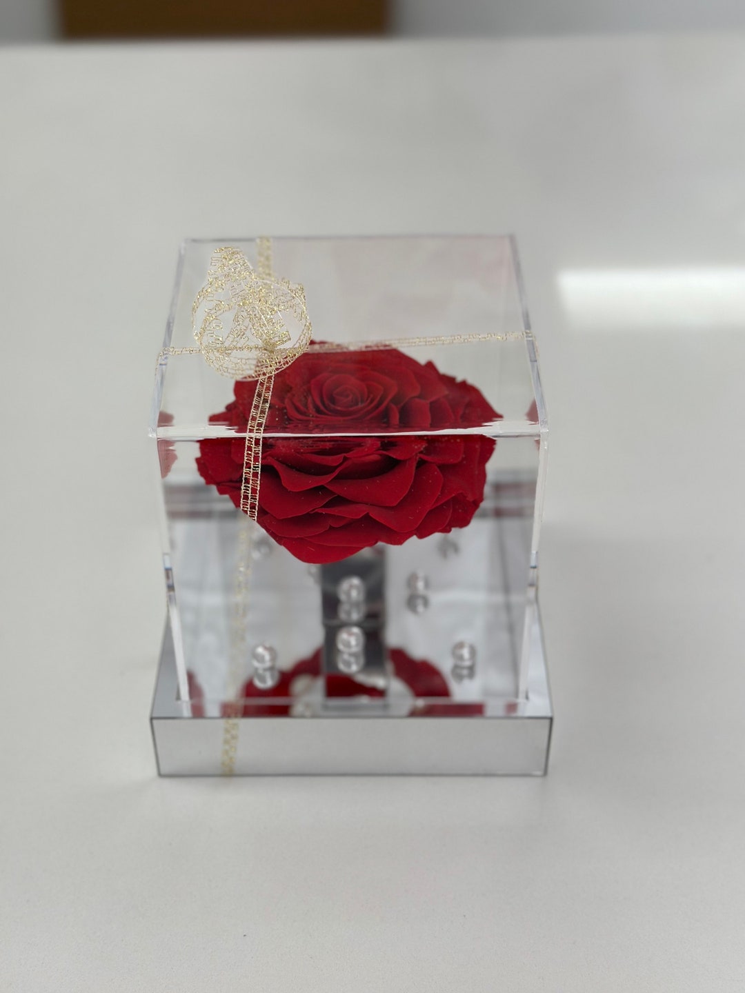 Real Rose in A Square Mirror Box - Etsy
