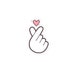 K-pop Finger Heart Sticker, Cute Korean Heart Sticker, Pink Finger ...
