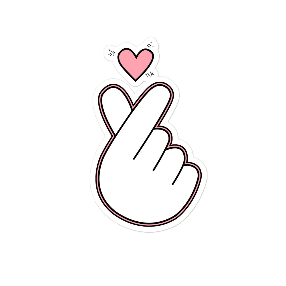 K-Pop Finger Heart Sticker, Lindo Sticker Coreano Heart, Pink Finger ...