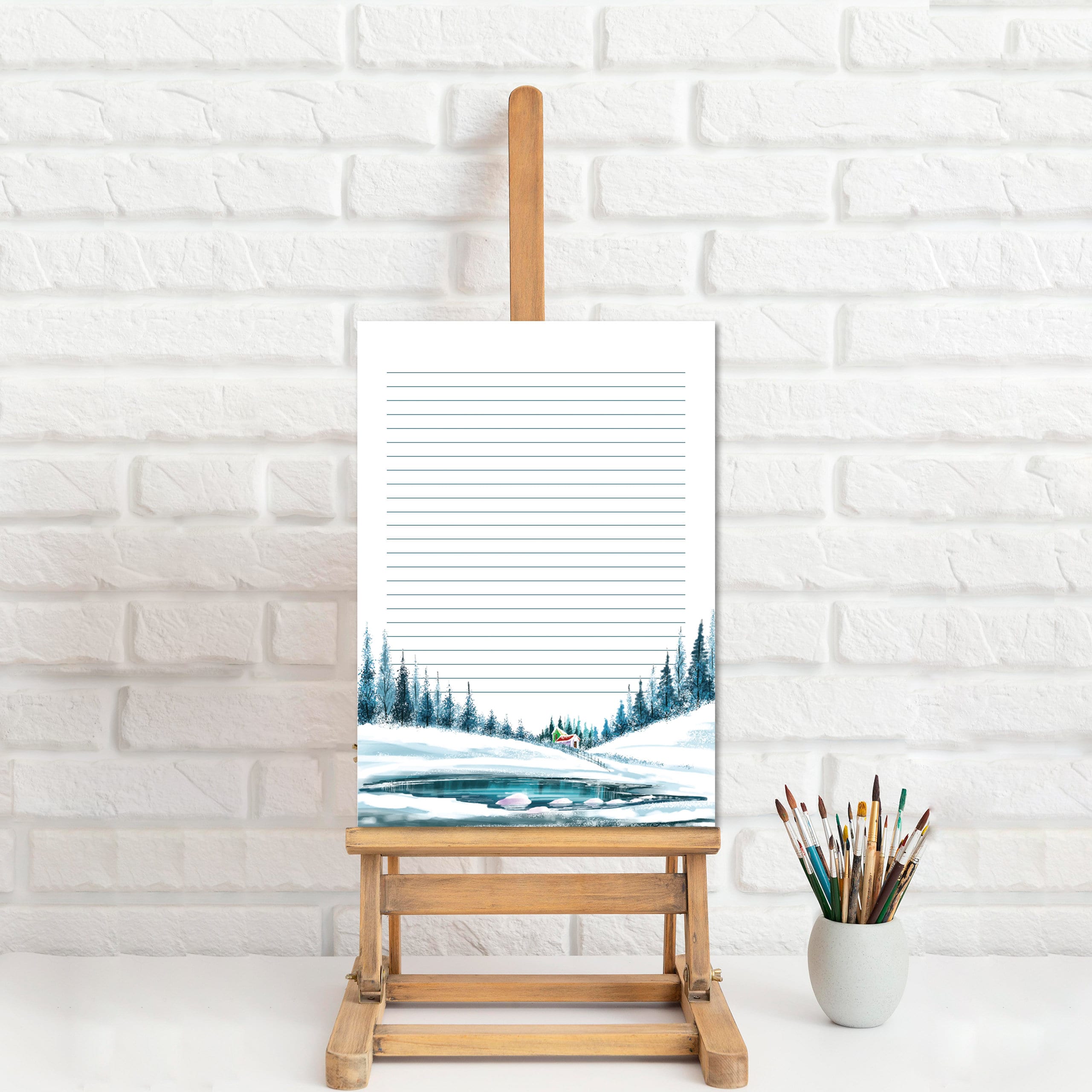 Winter Printable Writing Notepaper Stationery, Digital Letter Paper ...