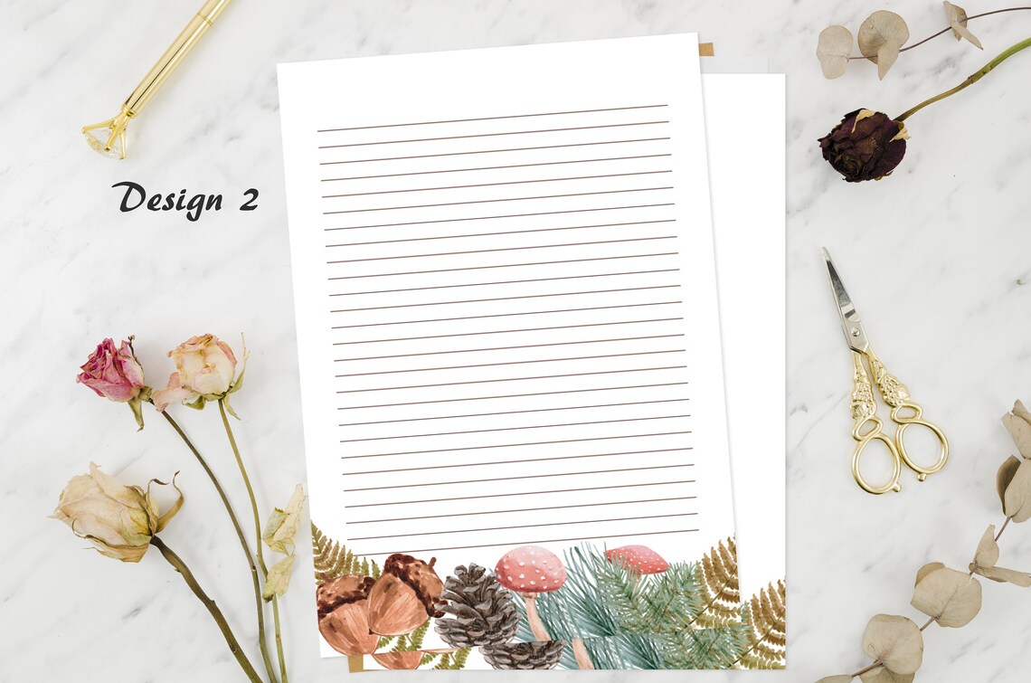 Squirrel Letter Writing Paper Stationery Set, Chestnuts and Floral ...