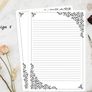 Printable Letter Writing Stationery Set, Minimalist Colored Border Art ...