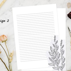 Printable Journal Paper Stationery Set, Minimalist Border Grey Line Art ...