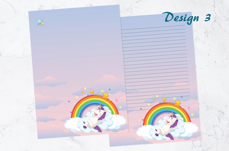 Rainbow Unicorn Printable Stationery Bundle Set for Kids - Etsy