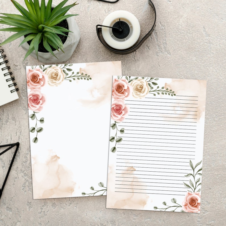 Spring Floral Letter Writing Printable Stationery Paper, Blooms Journal ...
